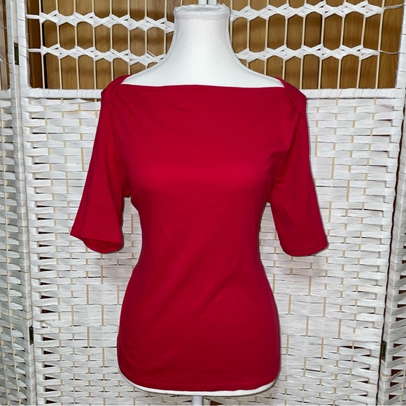Talbots | Tops | Talbots Solid Red Boatneck Top | Poshmark